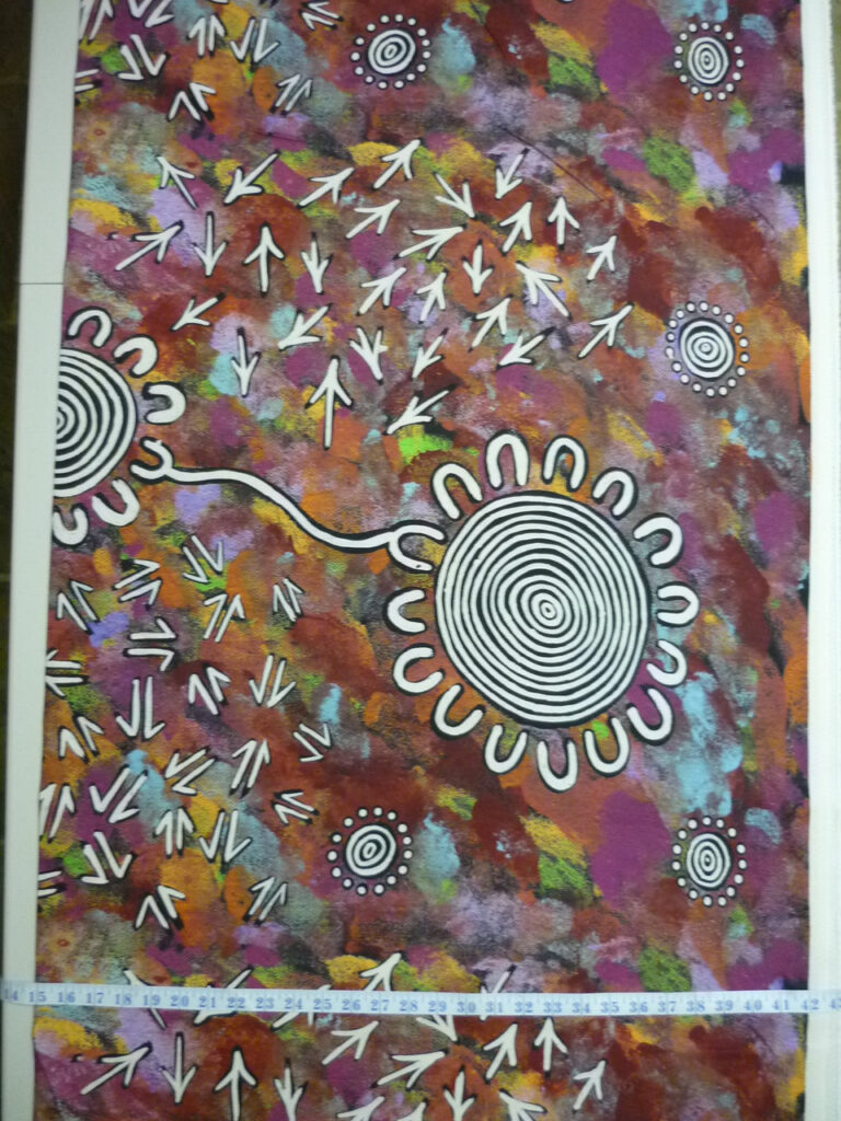 Ngurambang Aboriginal Art Kangaroo Emu Crow Cotton Linen Blend X Wide ...