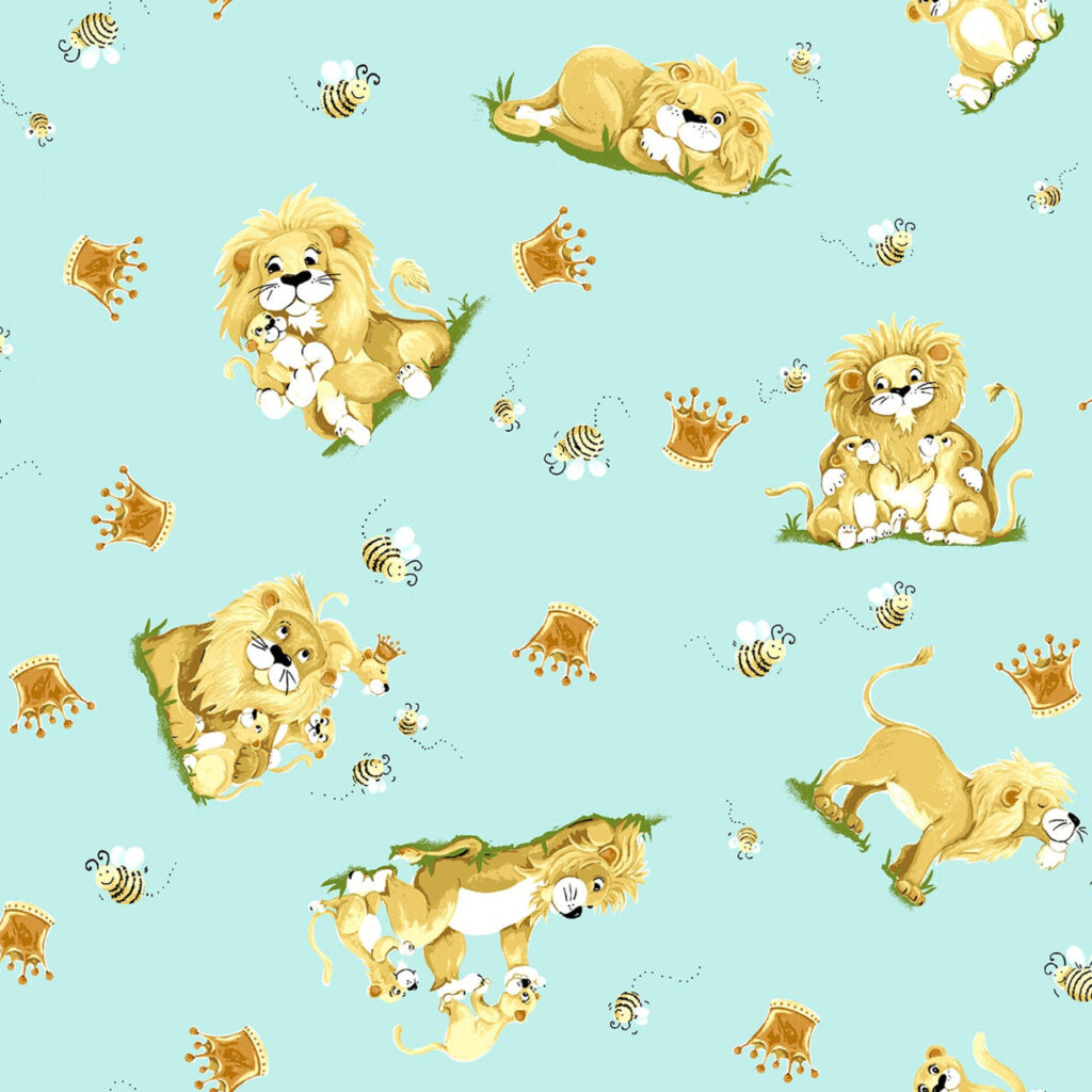 Susybee Lyon the Lion Blue Toss Cotton Quilting Fabric 1/2 YARD – havAsquiz