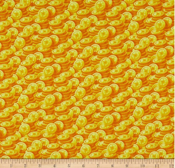 Pot of Gold St Patricks Day Gold Coins Yellow Cotton Quilting Fabric 1/ ...