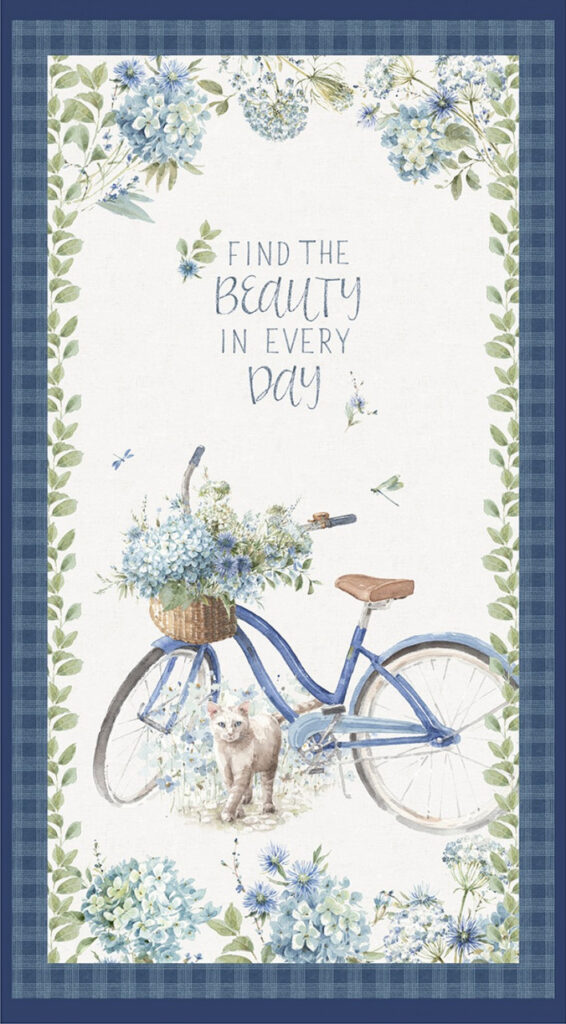 Bohemian Blue Multi Bike and Cat Cotton Quilting Fabric Panel – havAsquiz