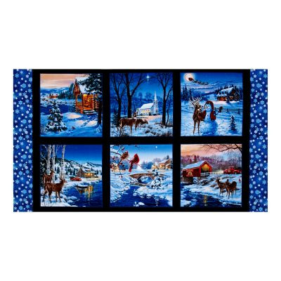 Country Christmas Scenes Black Elizabeths Studio Panel Cotton Quilting ...