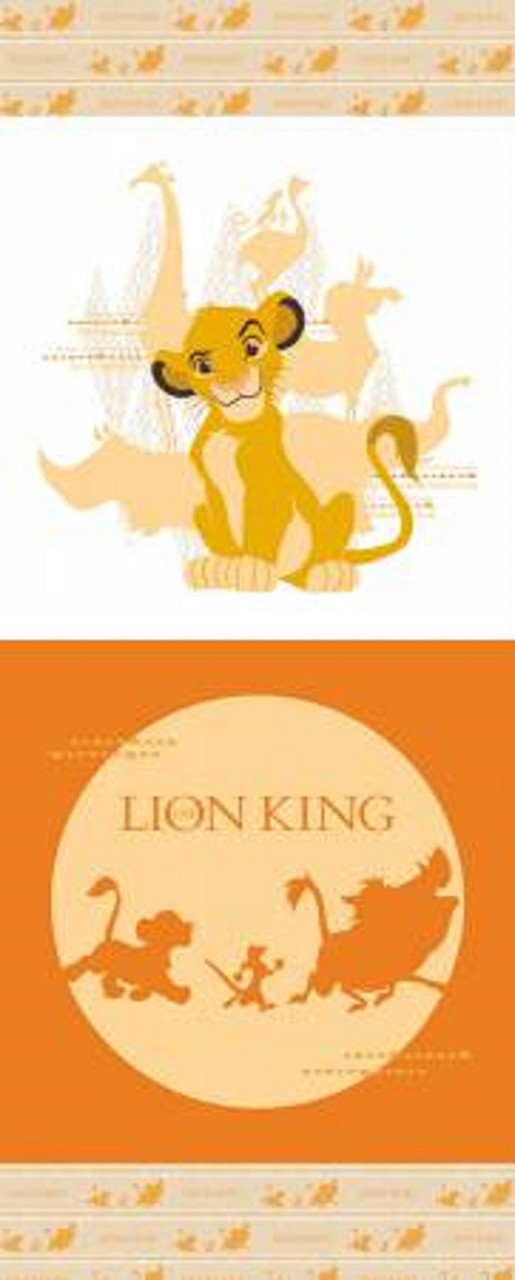 Disney Lion King Simba and Friends Orange Cotton Quilting Fabric Pillow ...