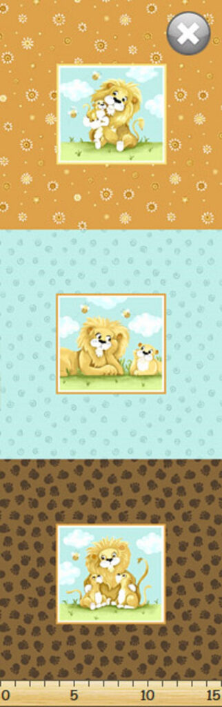 Susybee Lyon the lion Cotton Quilting Fabric Three Cushions Panel ...