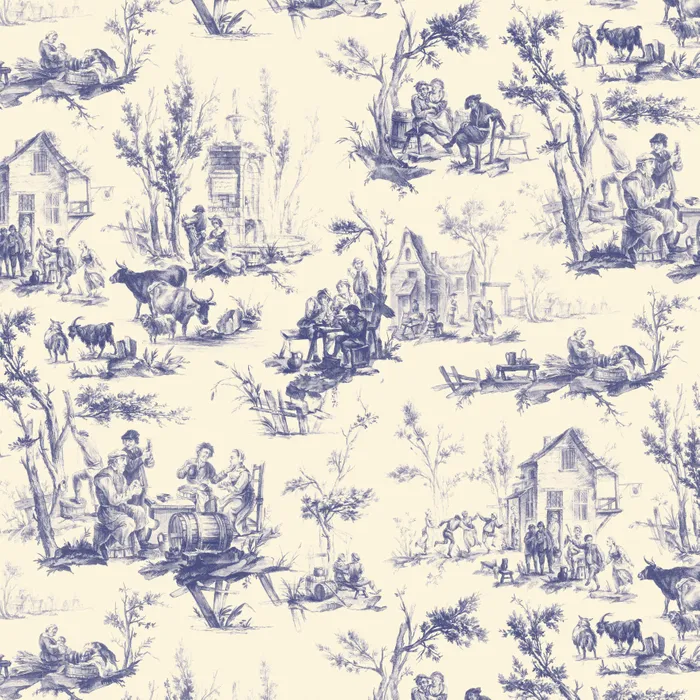 Toile De Jouy Classic Farm Scene Cows Goats DV6619 Cotton Quilting ...